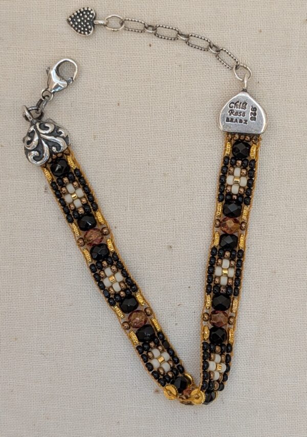 “Black and Gold” Chili Rose bracelet by Adonnah Langer - Art Is Gallery